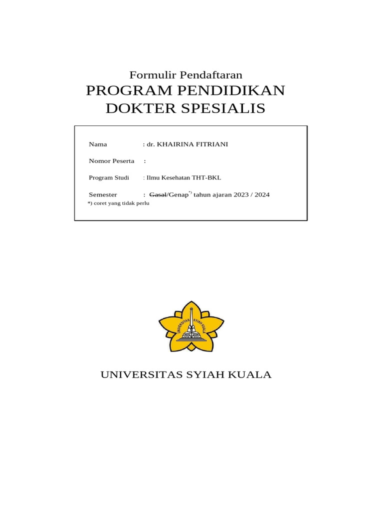 2.-Formulir-Pendaftaran-Spesialis-FK-USK_2 | PDF