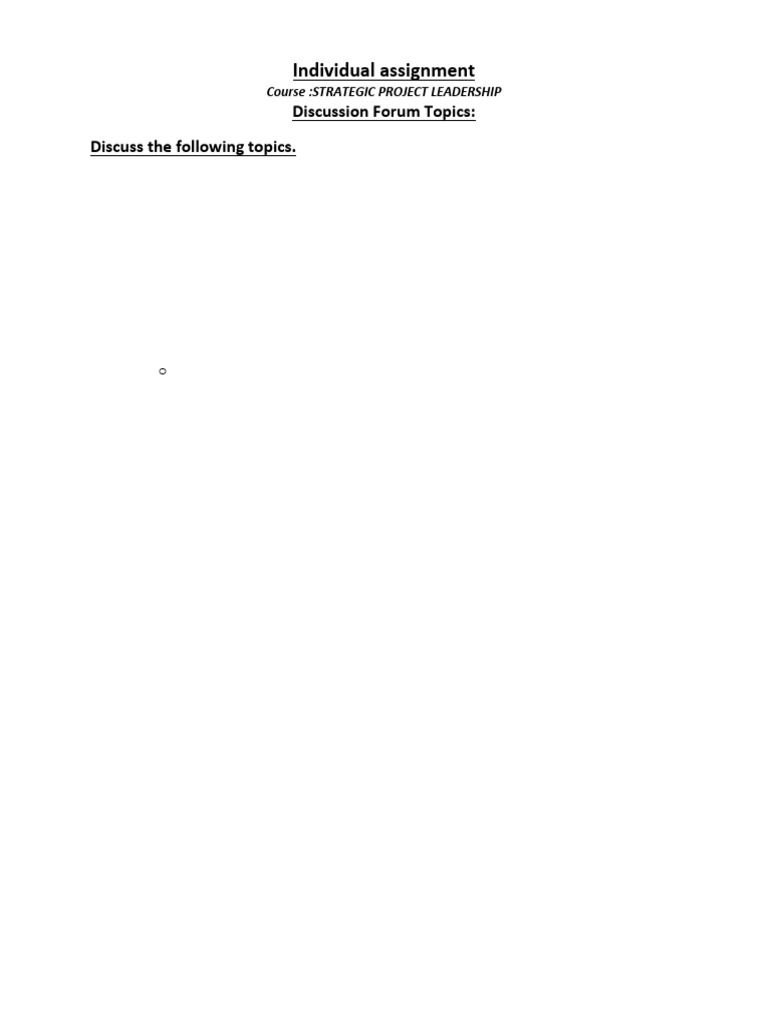 Individual Assignment STRATEGIC PROJECT LEADERSHIP | PDF