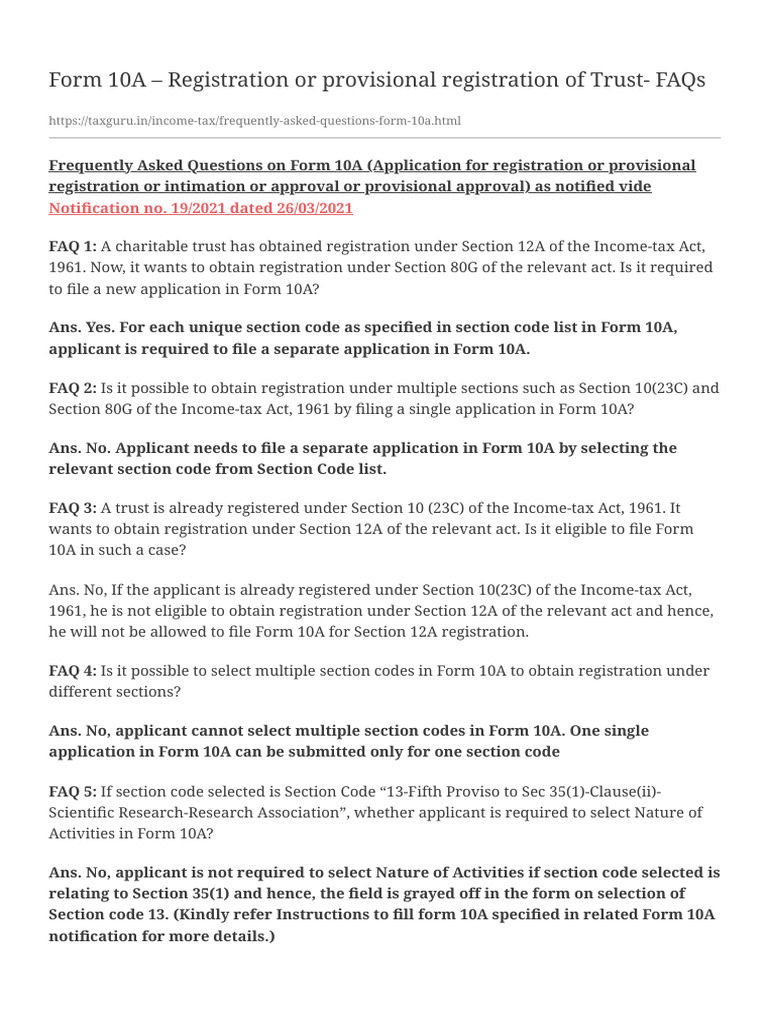 Form 10A - Registration or Provisional Registratio+ | PDF