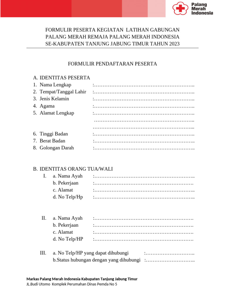 Formulir Peserta Kegiatan Latihan Gabungan | PDF