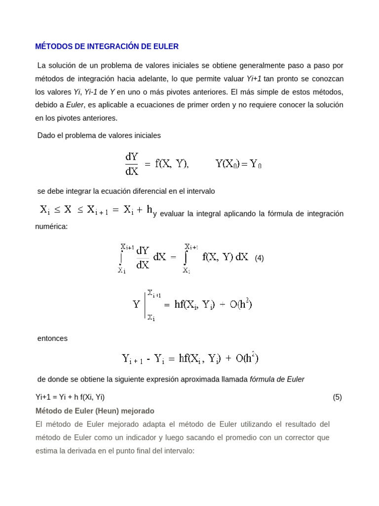Métodos Euler y Runge-Kutta | PDF | Integral | Matemáticas