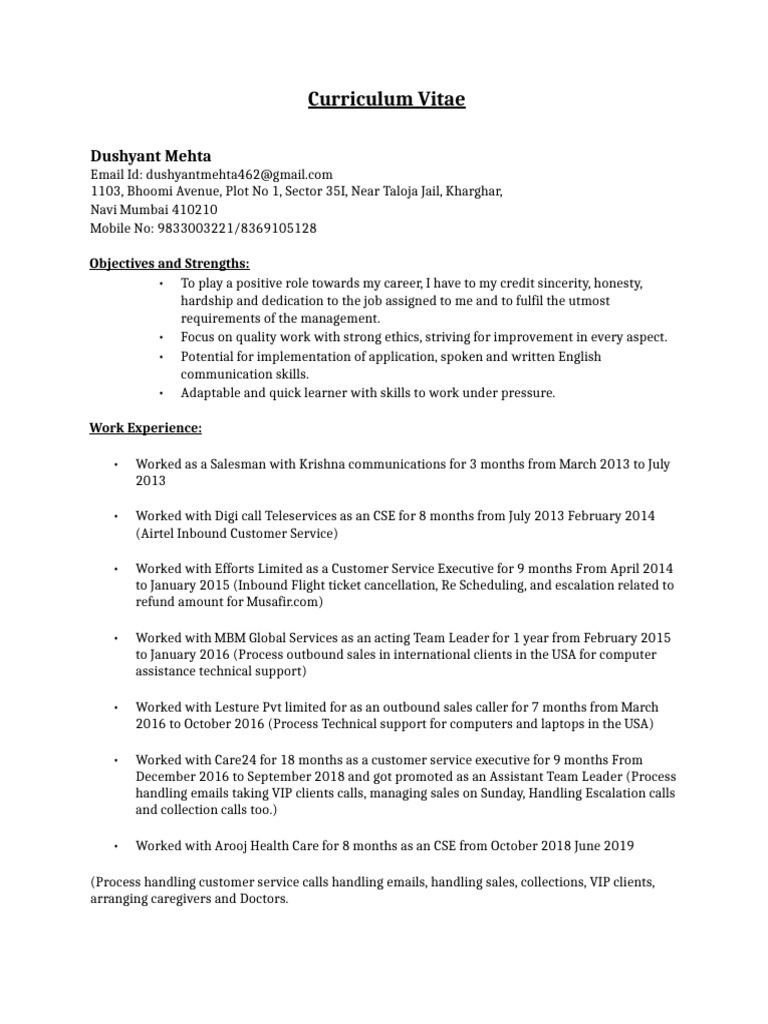 Dushyant Mehta's Professional CV | PDF