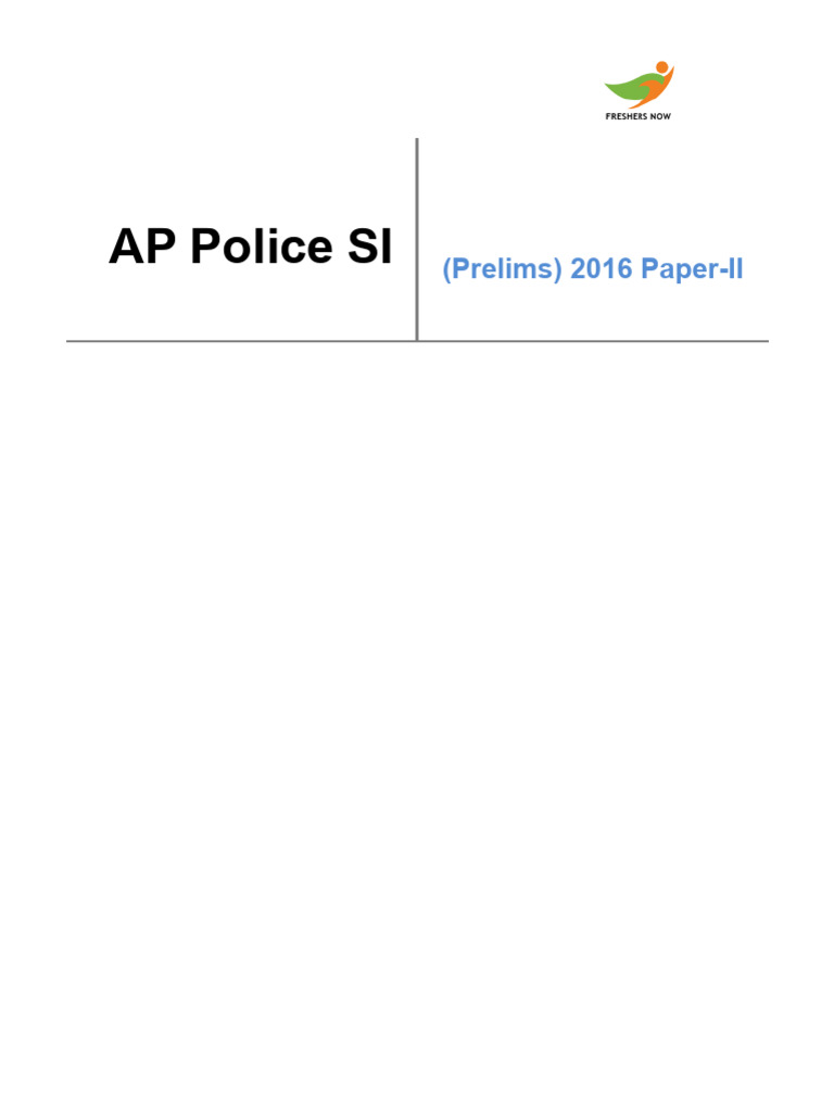 AP Police SI Prelims 2016 Paper I English | PDF