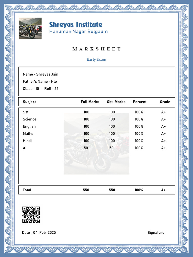 Shreyas Institute Class 10 Marks Sheet | PDF