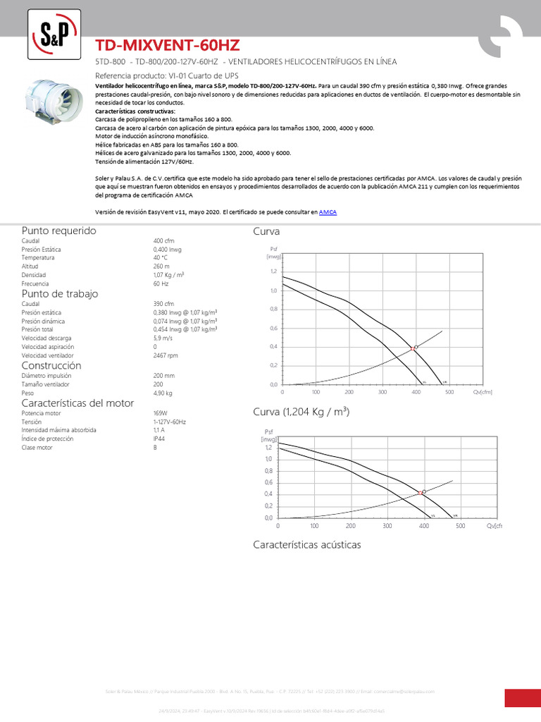 VI-01 CUARTO DE UPS TD-800200-127V-60Hz - (5TD-800) - Ventiladores ...