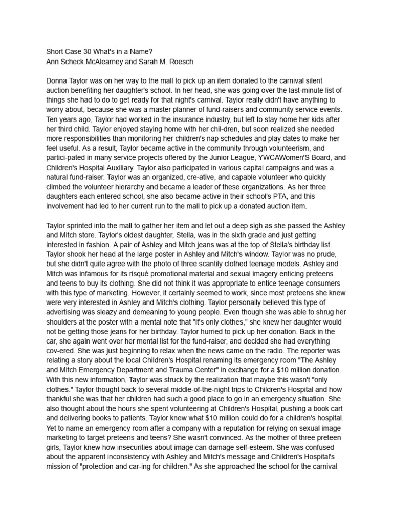 Short Case 30 What's in A Name | PDF