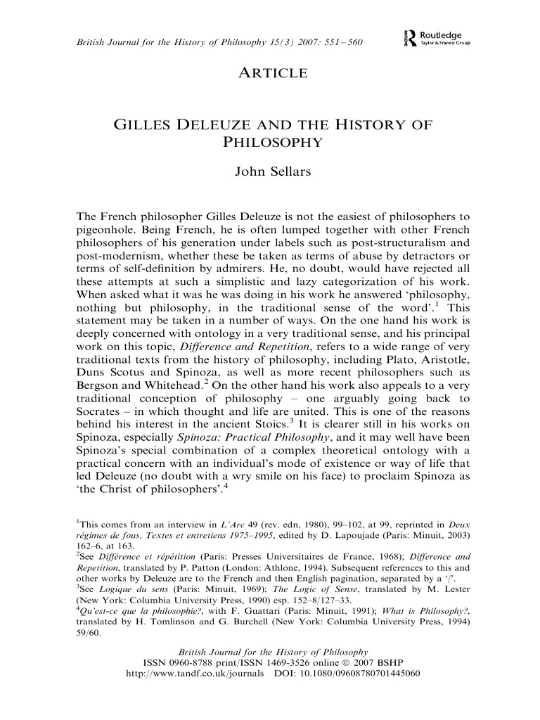 Gilles Deleuze and The History of Philosophy. | PDF | Gilles Deleuze