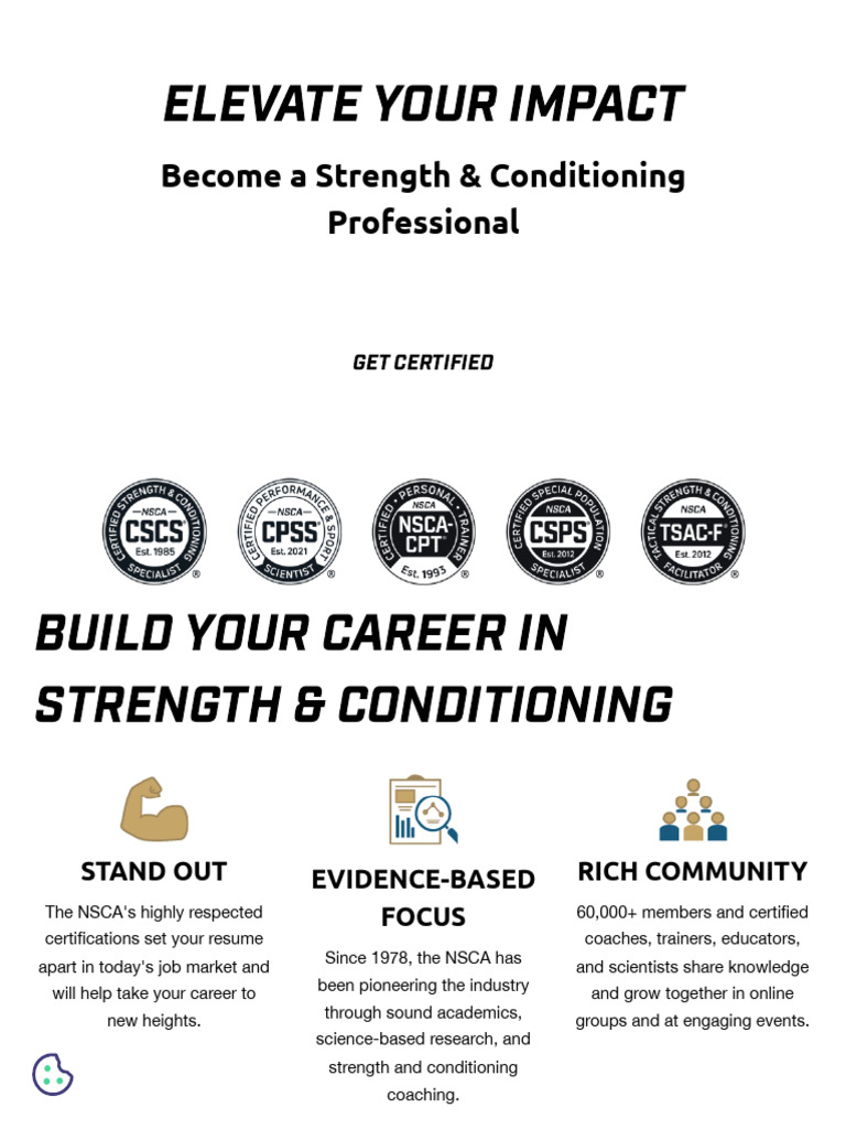 Certifications - National Strength and Conditioning Association | PDF