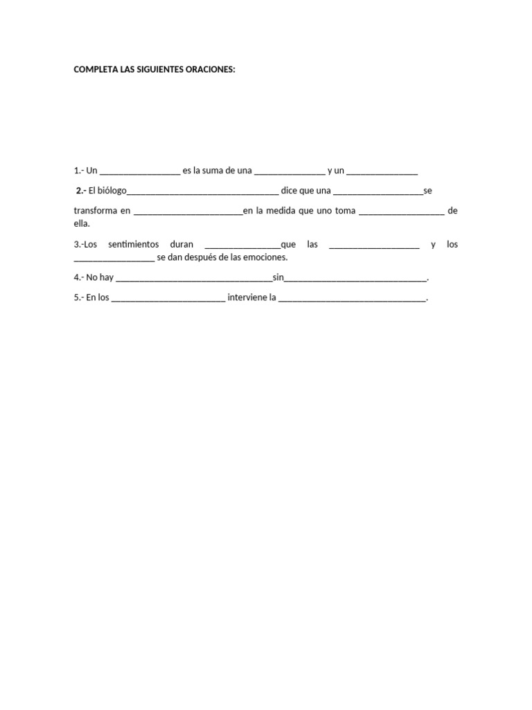 Completa Las Siguientes Oraciones | PDF