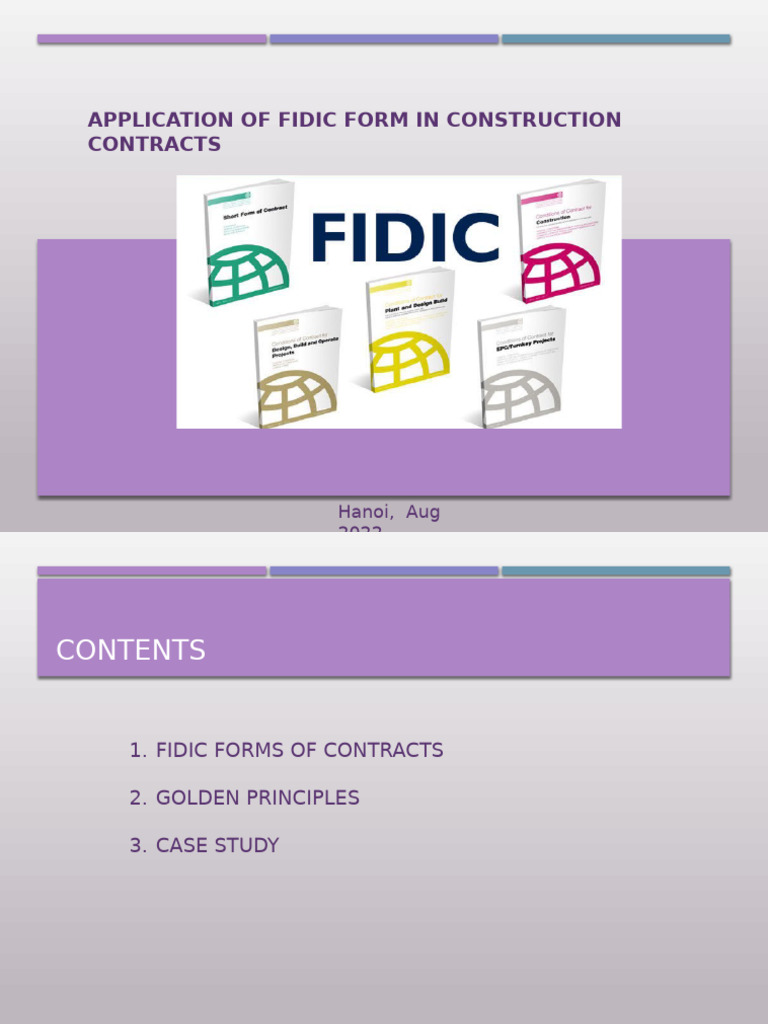 Application of FIDIC Form in Construction Contracts | PDF | Business | Civil Law (Legal System)
