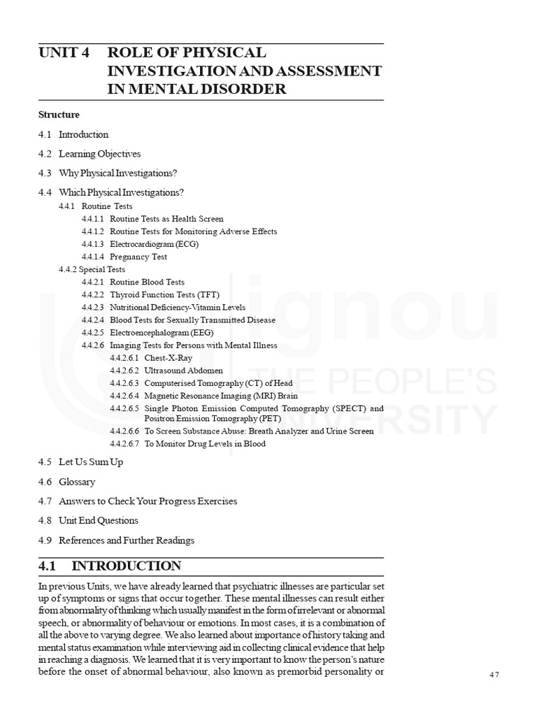 Unit 4 | PDF | Mental Disorder | Neurology