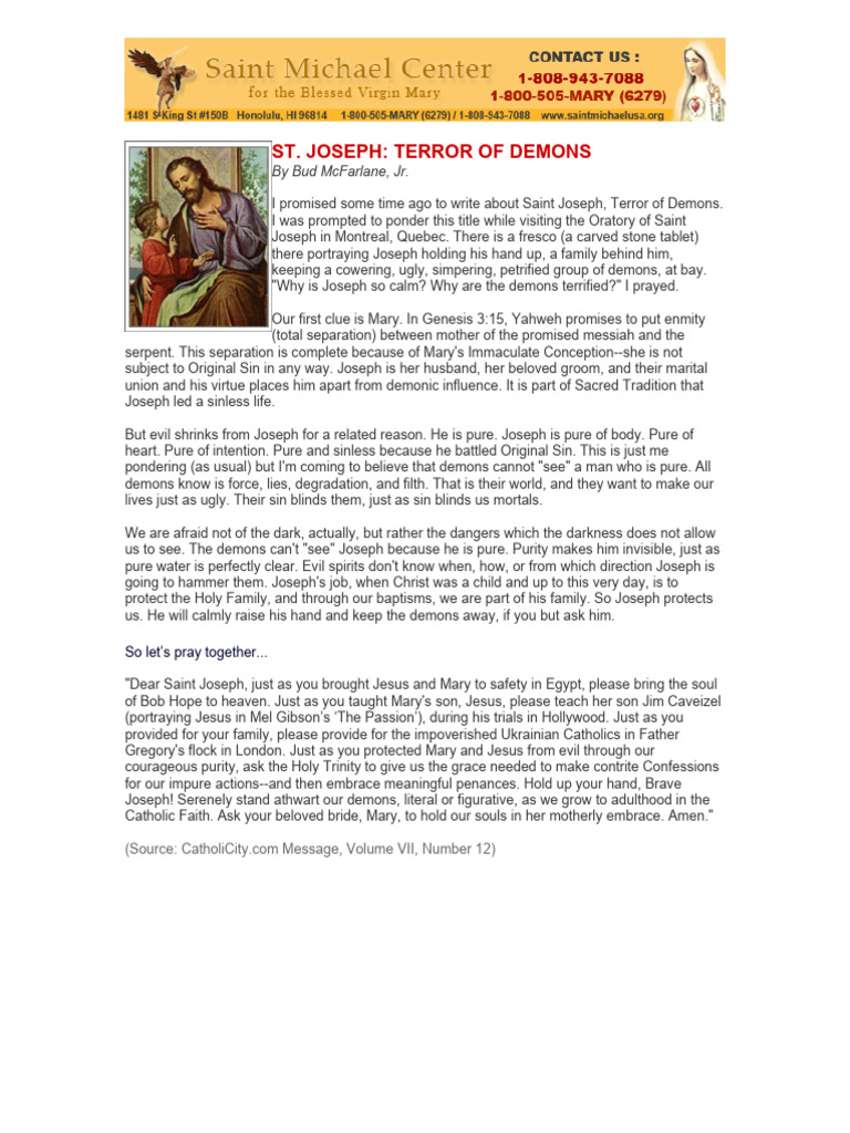 St. Joseph: Terror of Demons Prayer | PDF | Jesus | Saint Joseph
