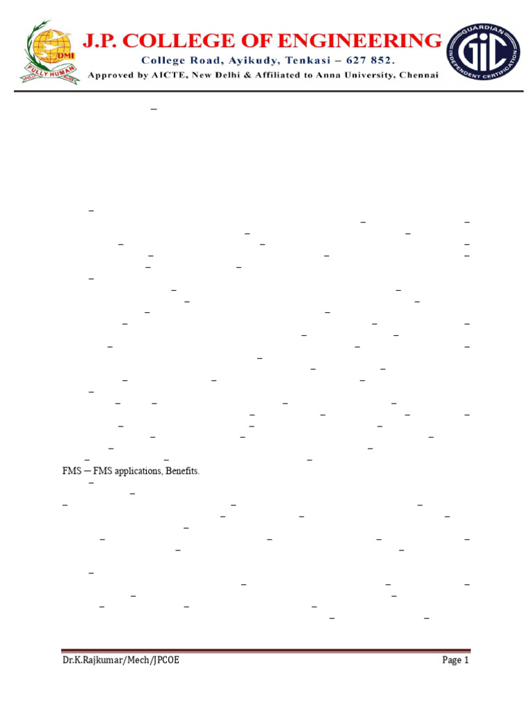 Me3792 Cim Unit 1 | PDF | Automation | Internet Of Things
