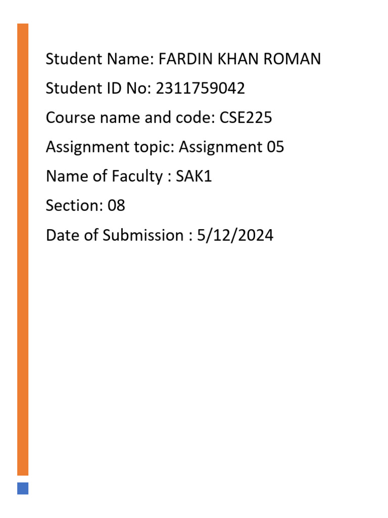CSE225 Assignment 05 Submission Details | PDF