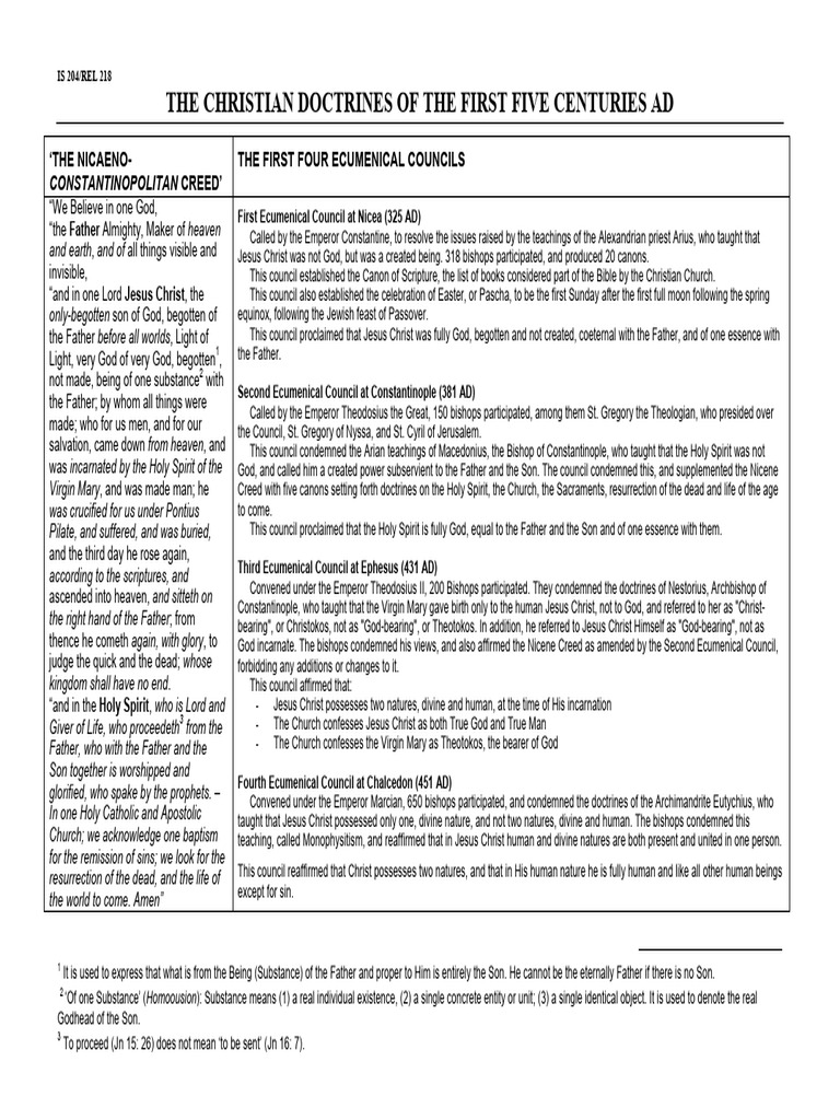 The Nicene Creed & the First 4 Ecumenical Councils | PDF | God The ...