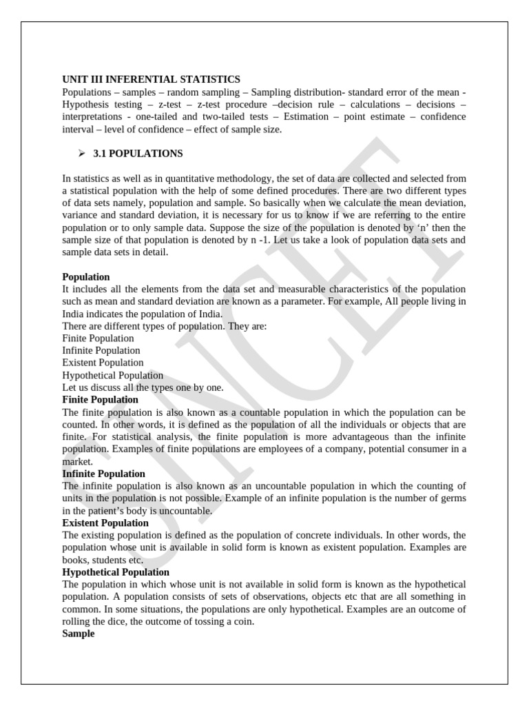 IV AI-DS AD3491 FDSA Unit3 | PDF | Standard Error | Statistics