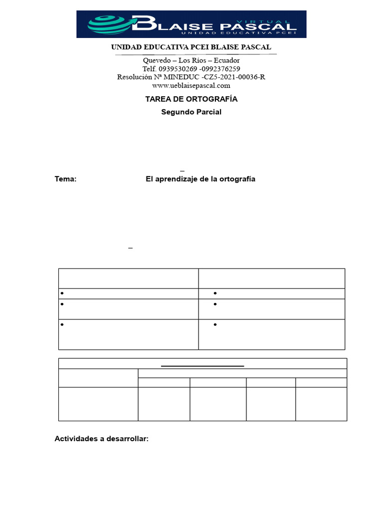 Tarea de Ortografía: Segundo Parcial | PDF | Zoología