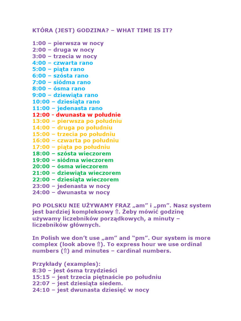 lekcja 8 - która godzina_ | PDF