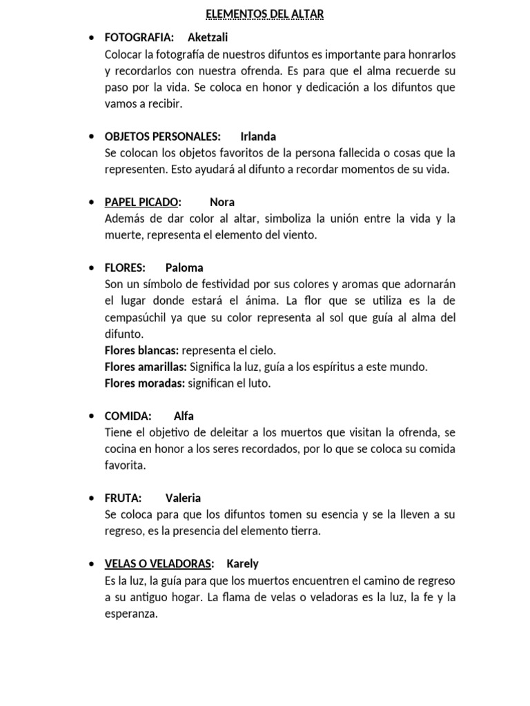 Significado Elementos Del Altar | PDF | Altar