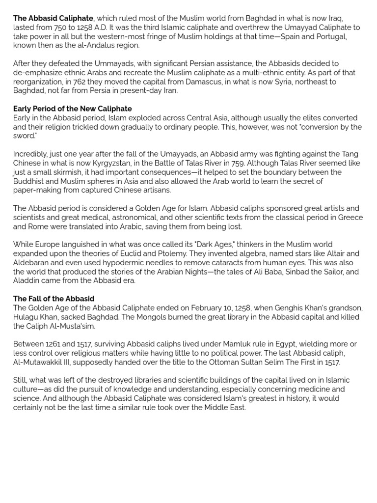 The Abbasid Caliphate | PDF