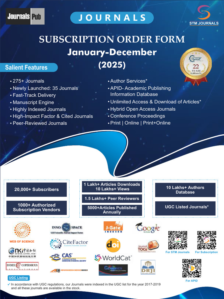STM Journals Subscription - Form 2025 | PDF