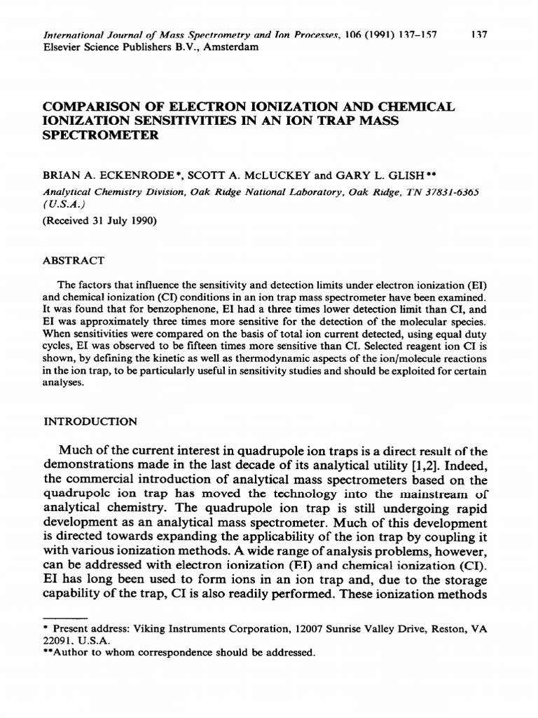 Comparision of EI and CI with Iontrap MSD | PDF | Mass Spectrometry ...