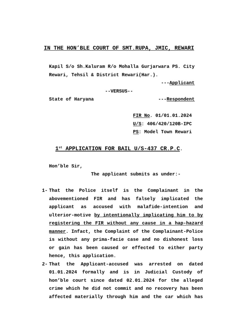 BAIL 437 CRPC | PDF | Bail | Criminal Law