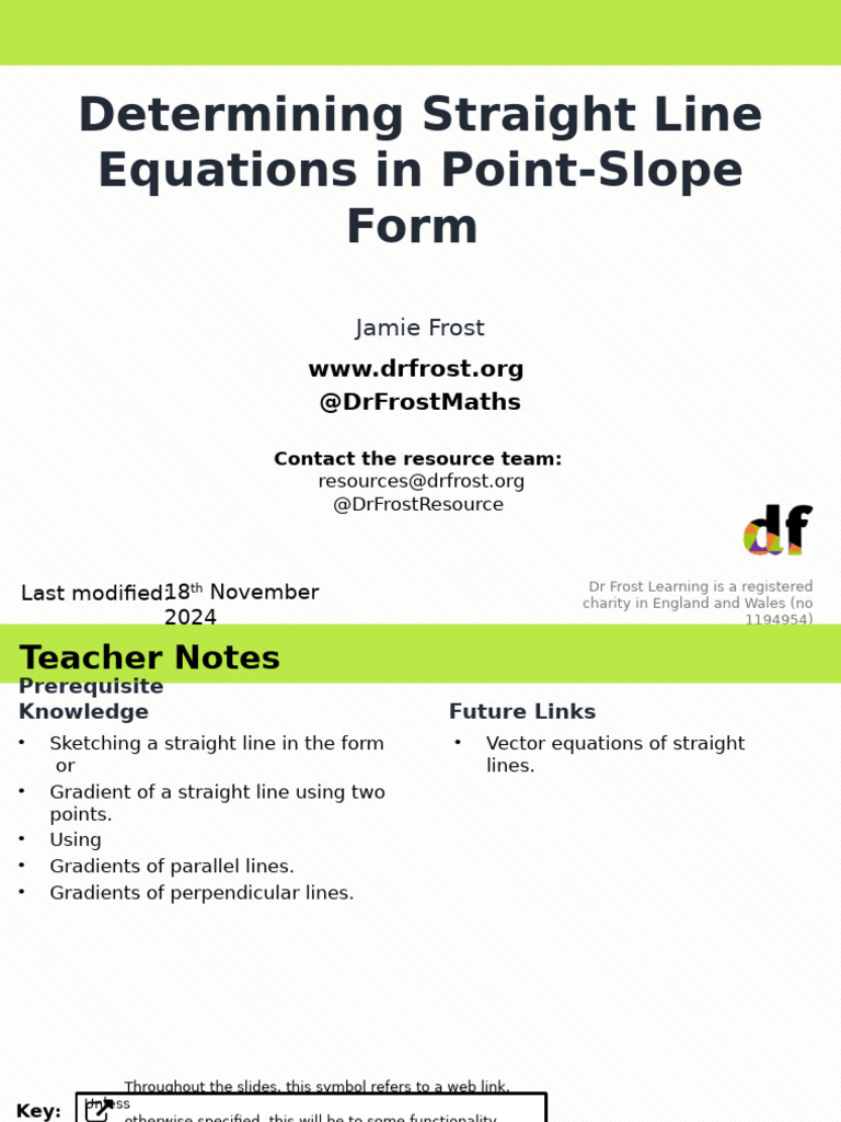 Straight Line Equations in Point-Slope Form - Lesson | PDF | Line ...