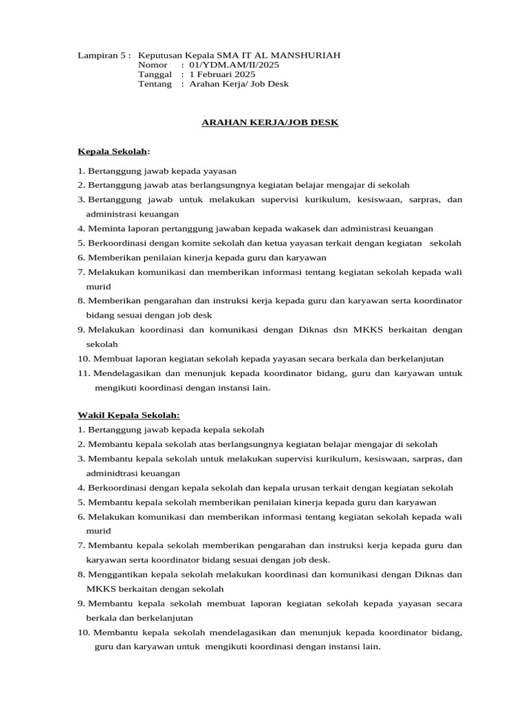 Lampiran 5, ARAHAN KERJA, ACC | PDF