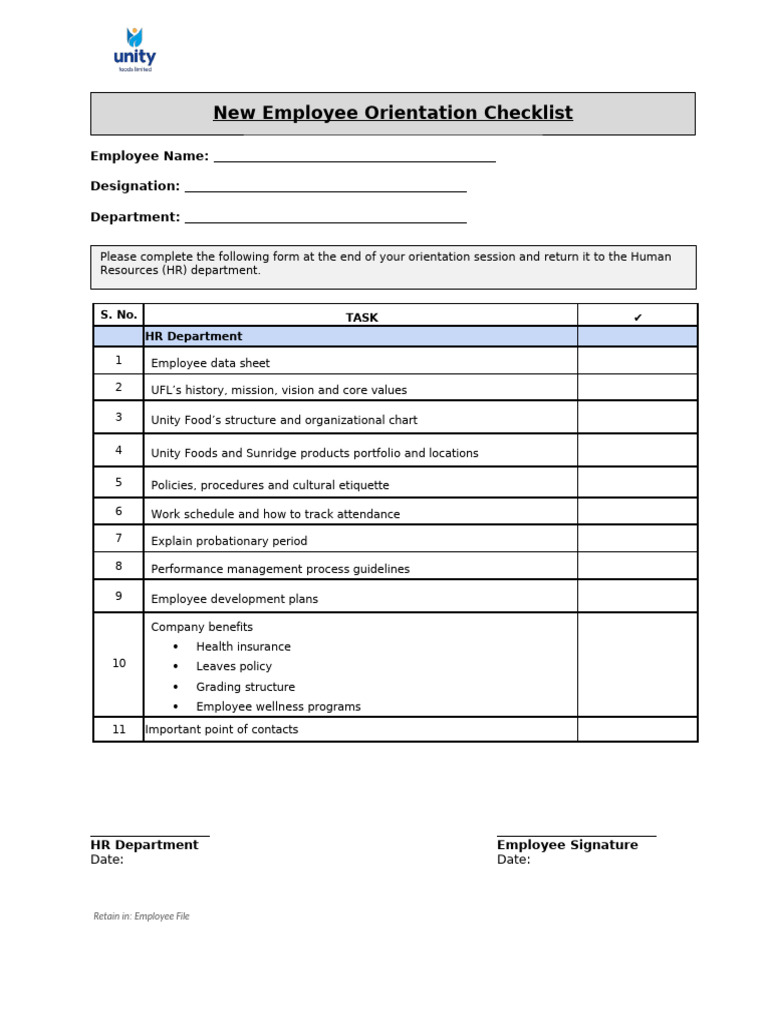 New Employee Orientation Checklist | PDF
