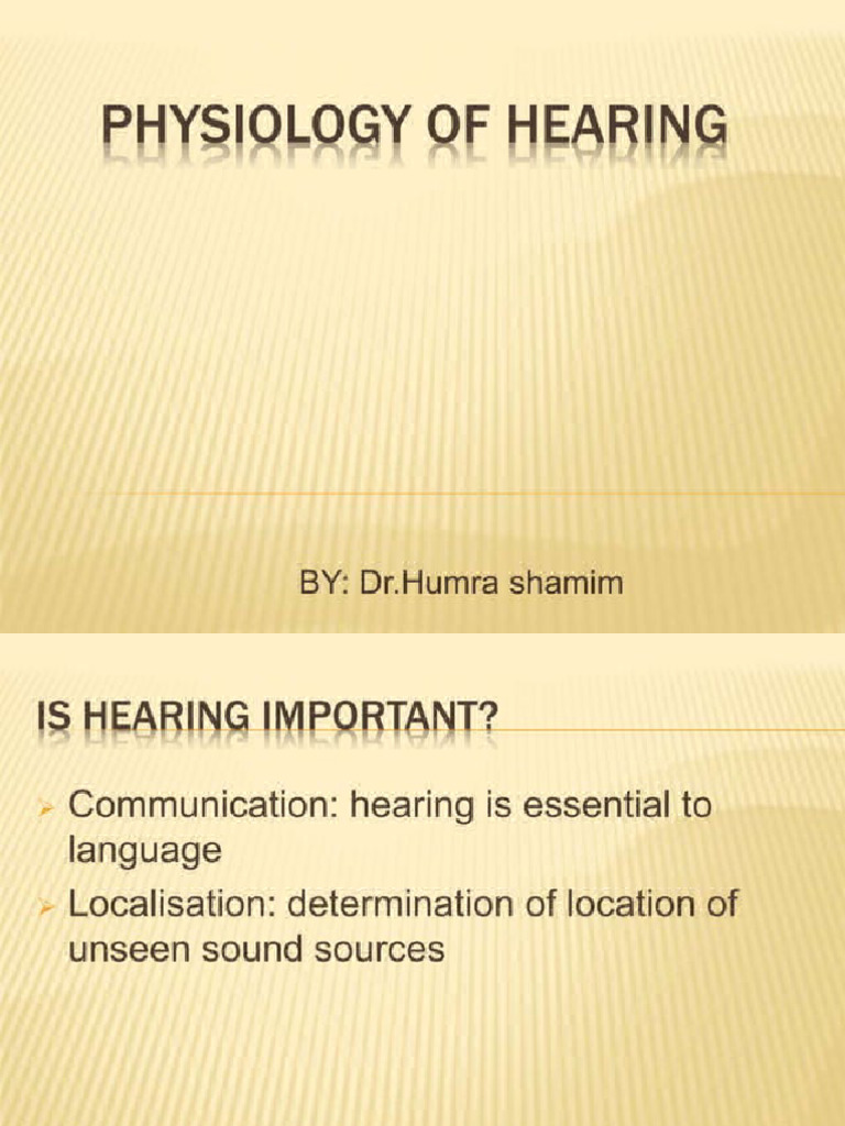 Physiology of Hearing | PDF