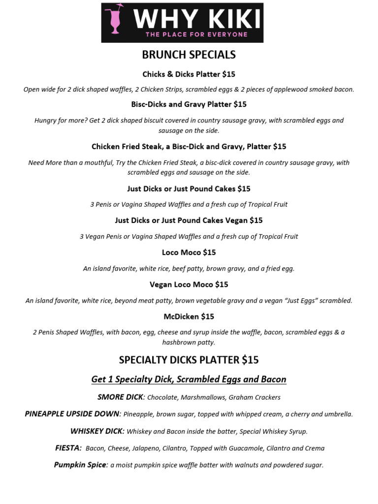 DRAG BRUNCH MENU Specialty Dick 12 18 22 | PDF | Anheuser Busch Brands ...