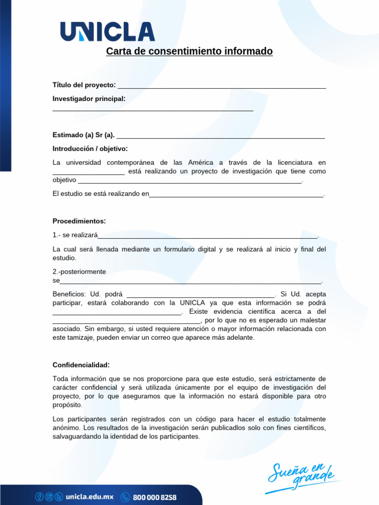 Carta de Consentimiento Informado Investigacion | PDF | Consentimiento ...