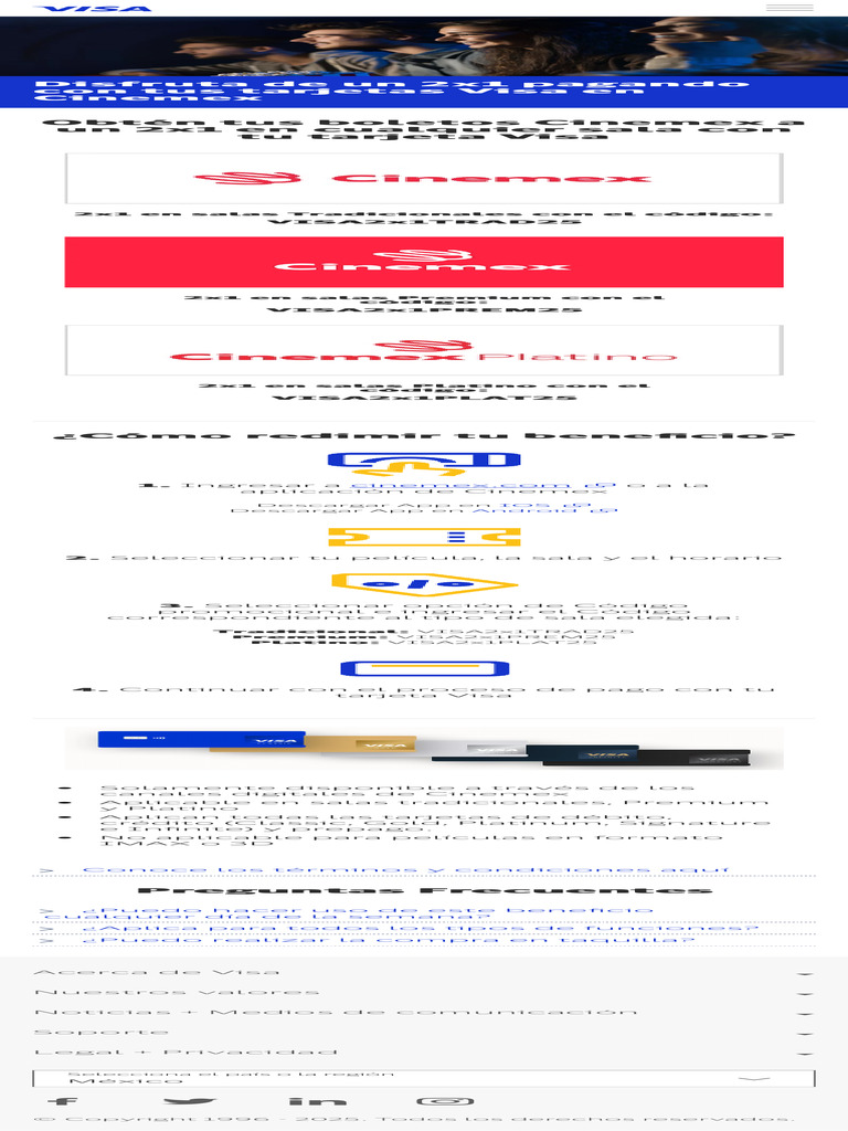 Disfruta de Un 2x1 en Cinemex Visa | PDF
