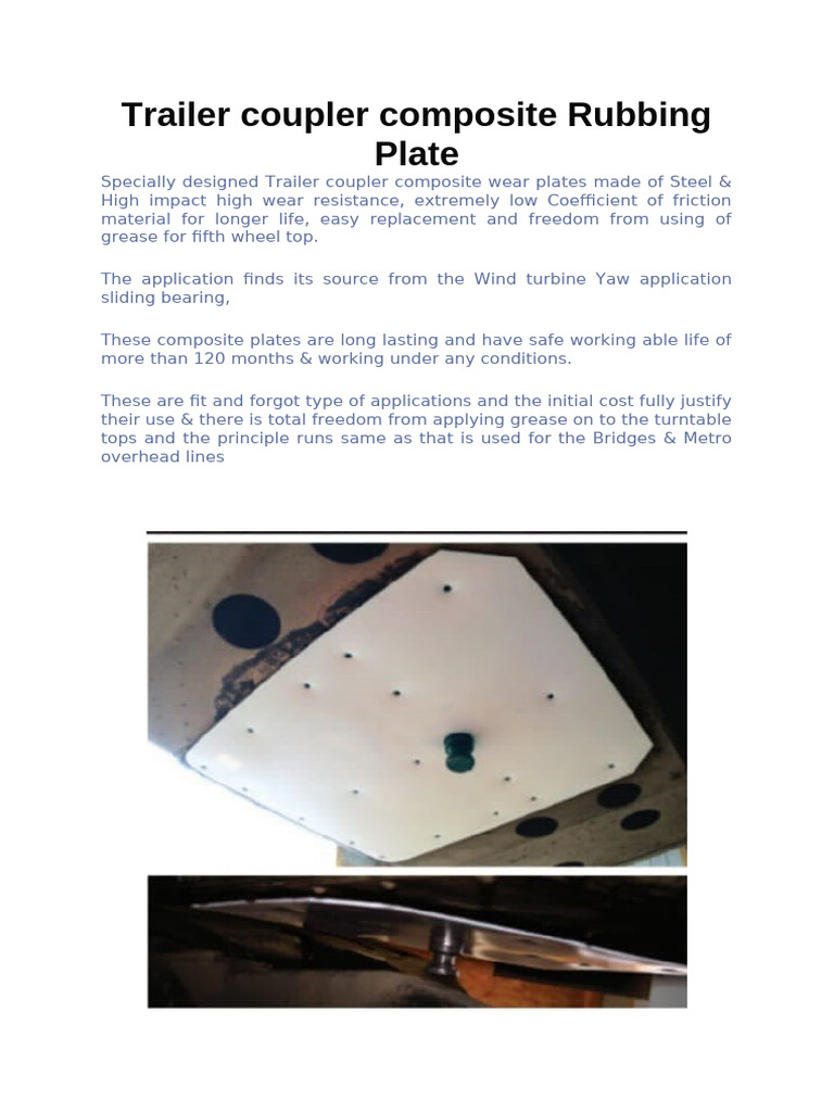 Trailer Coupler Composite Rubbing Plate | PDF