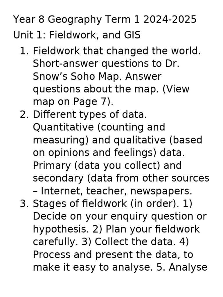Year 8 Geography: Fieldwork & GIS | PDF | Geographic Information System ...