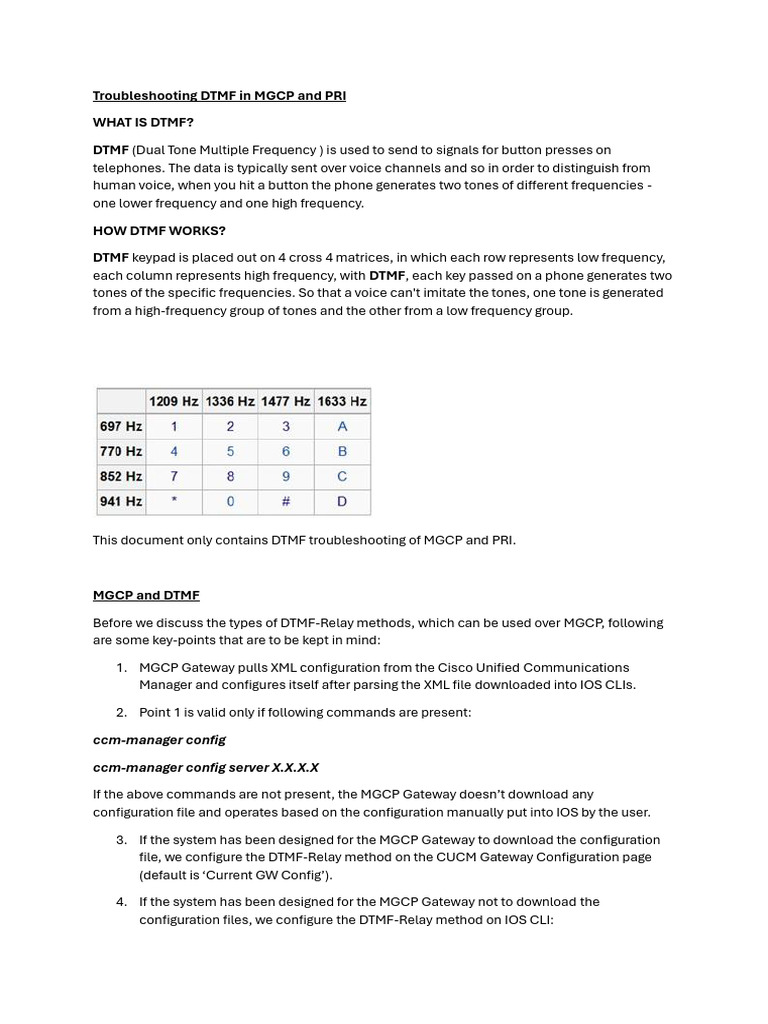 Troubleshoot Dtmf In Mgcp And Pri Pdf Network Architecture Information And Communications