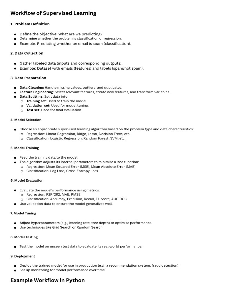Workflow of Supervised Learning | PDF | Regression Analysis | Statistical Classification