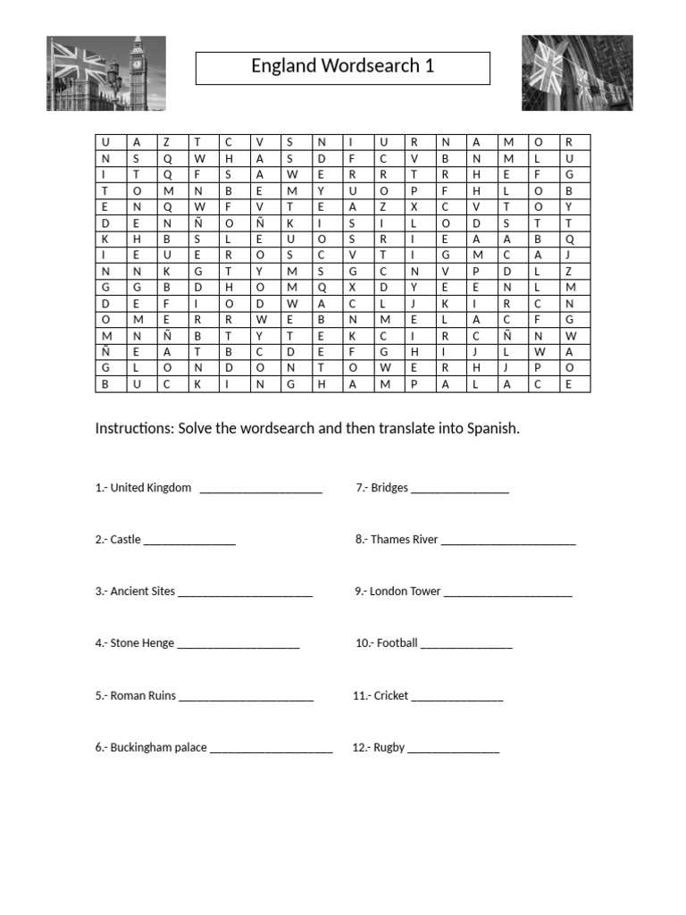 England Wordsearch 1 | PDF