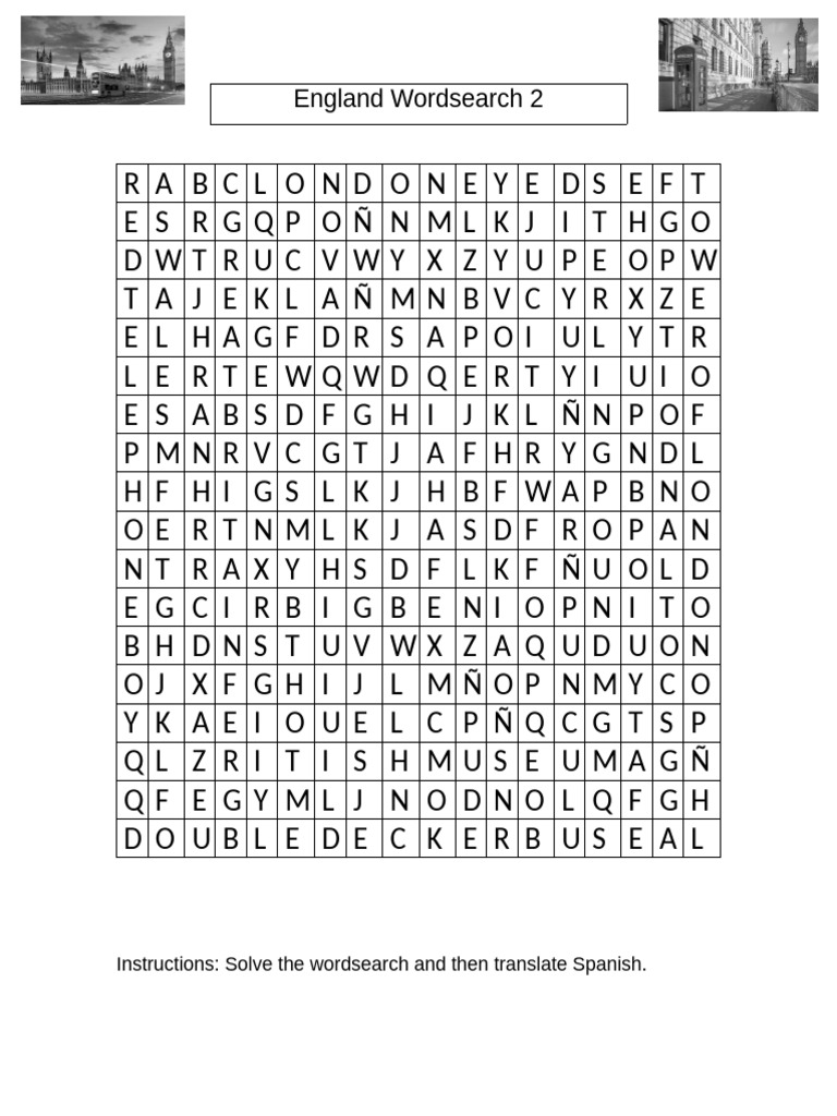England Wordsearch 2 | PDF