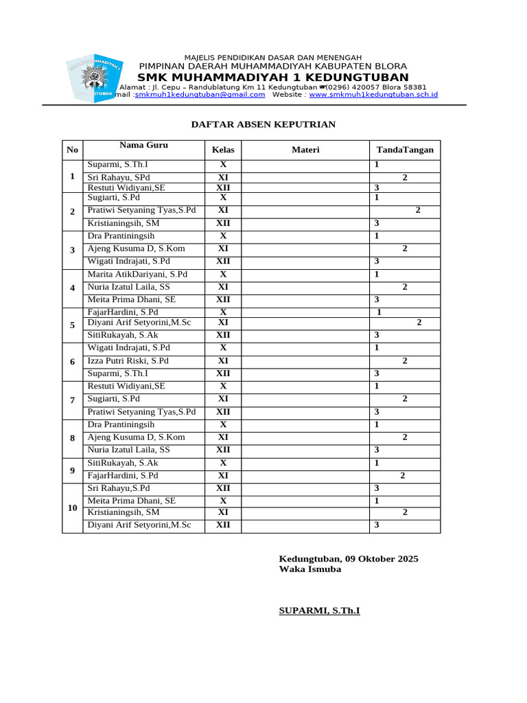 Jadwal Keputrian 2024 | PDF