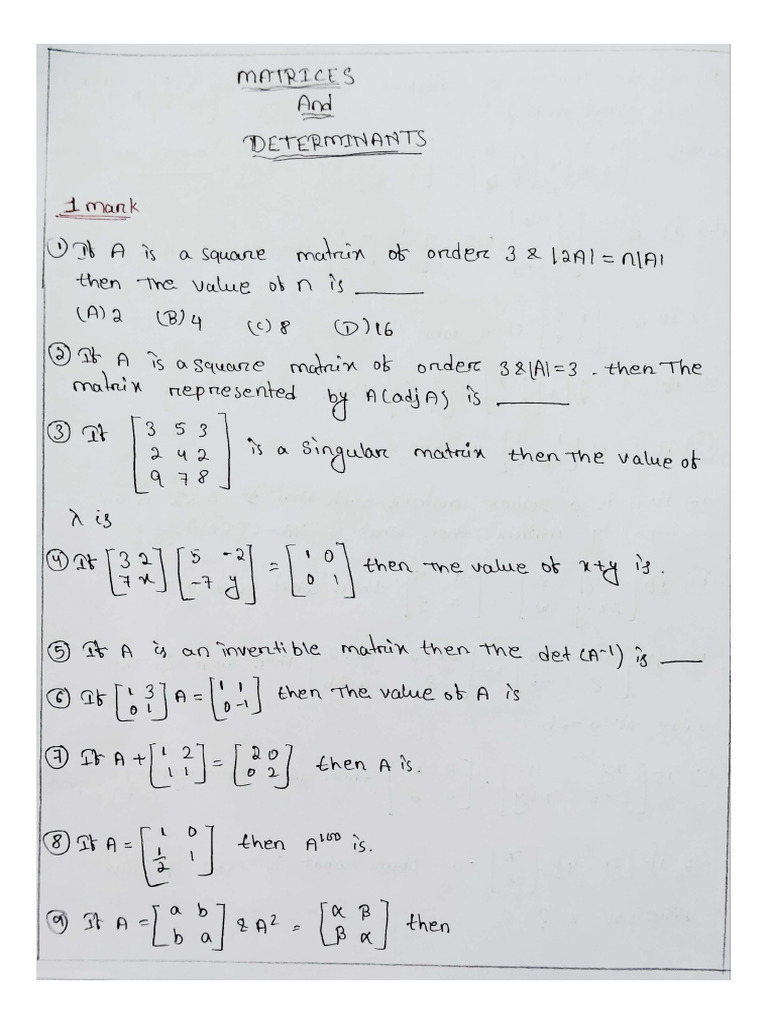 Matrices and Determinants | PDF