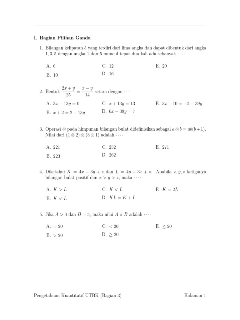 Soal Pengetahuan Kuantitatif UTBK | PDF
