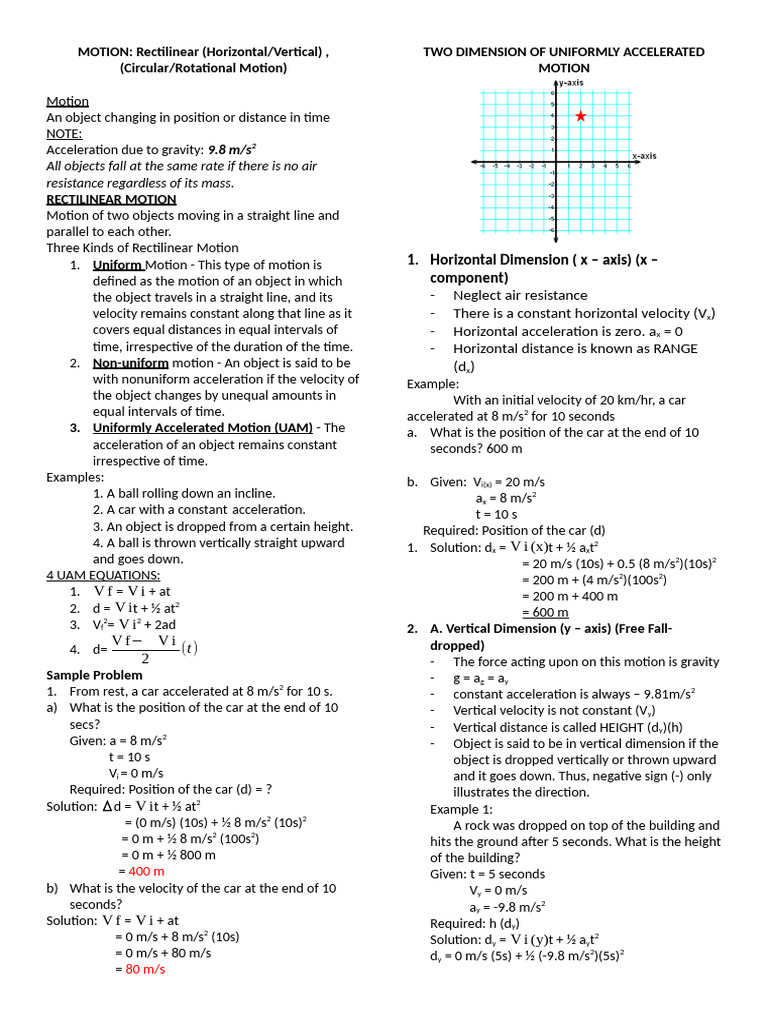 Understanding Rectilinear and UAM | PDF | Acceleration | Classical ...
