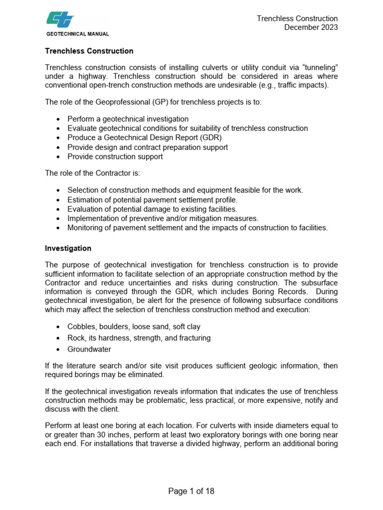 Trenchless Construction Guide 2023 | PDF | Geotechnical Engineering | Civil Engineering