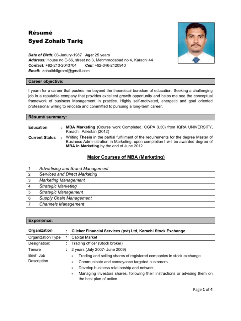 Résumé Zohaib | PDF