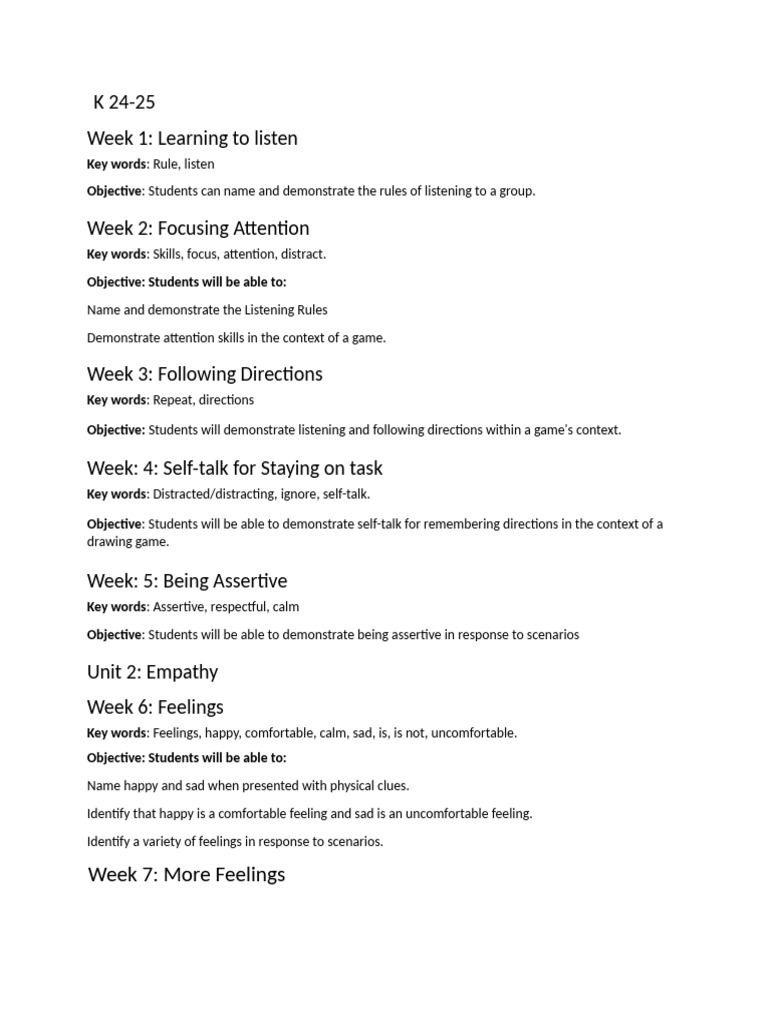 Grade 2-4 SEL Lesson Plans Overview | PDF | Empathy | Compassion