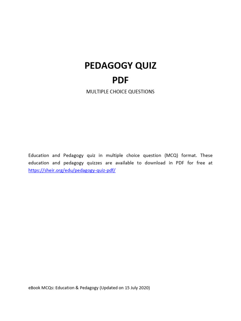Pedagogy Quiz | PDF