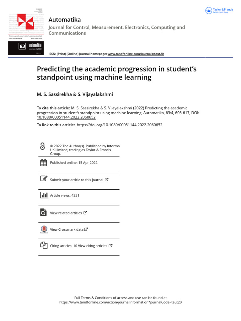 Predicting The Academic Progression in Student S Standpoint Using ...