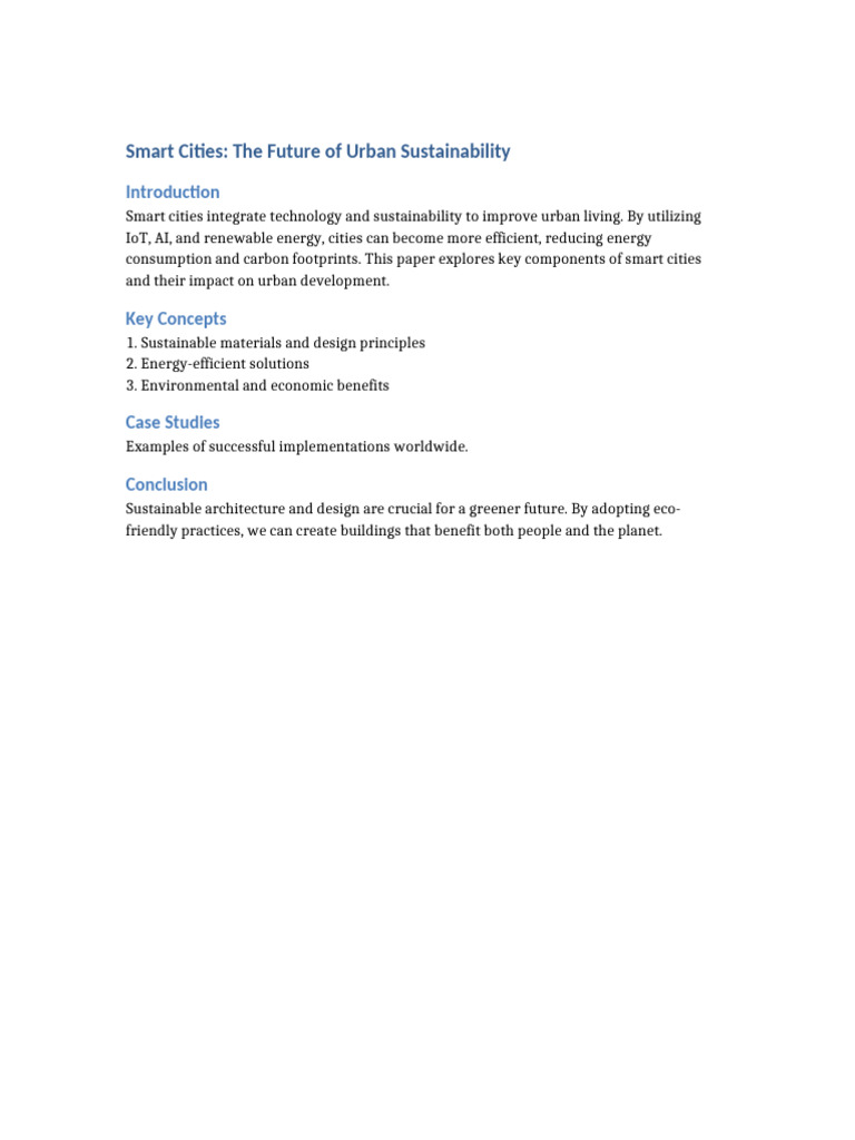 Smart Cities Urban Sustainability Insights Pdf